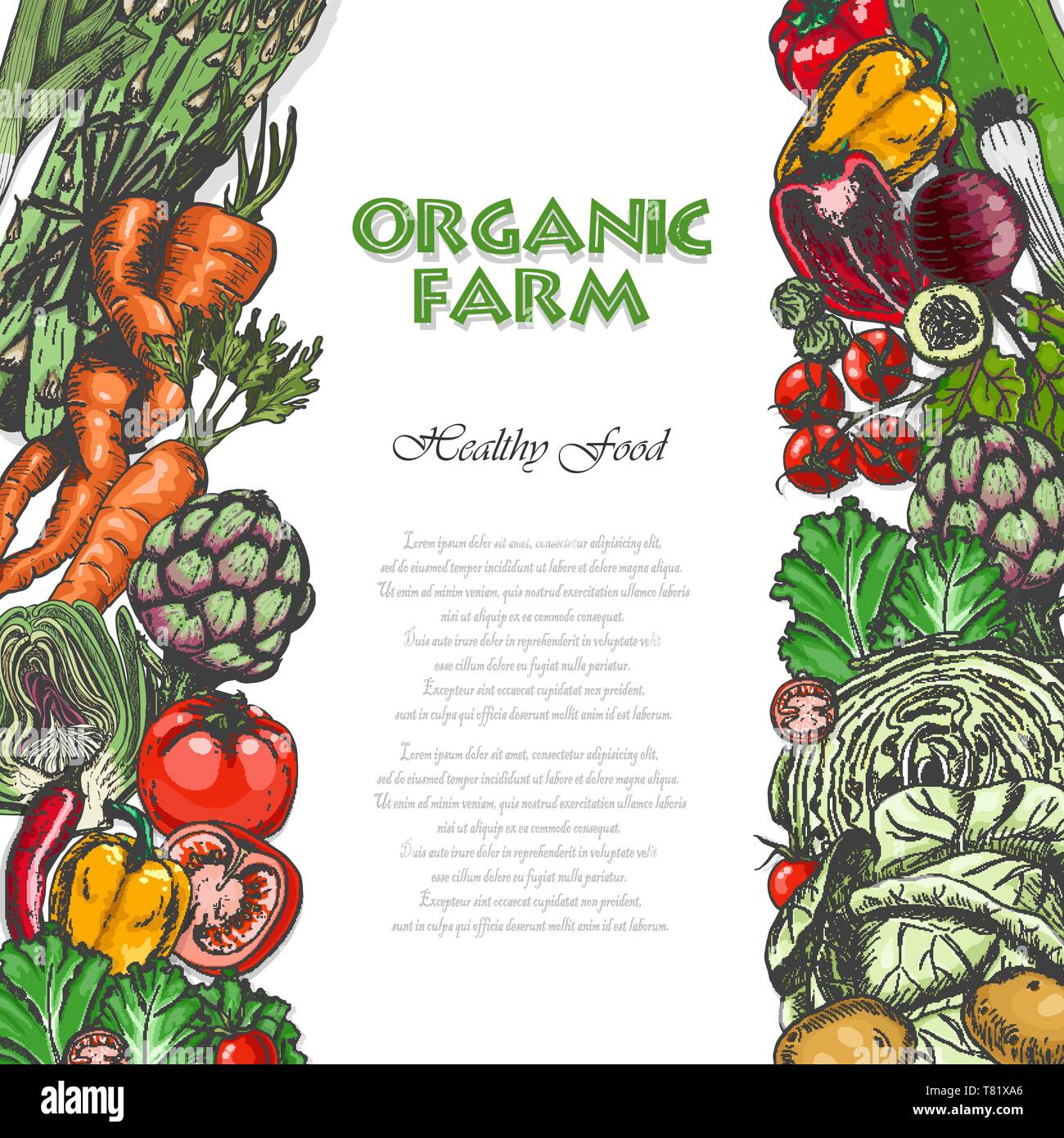Background with colored vegetables. Vector illustration for your design ...