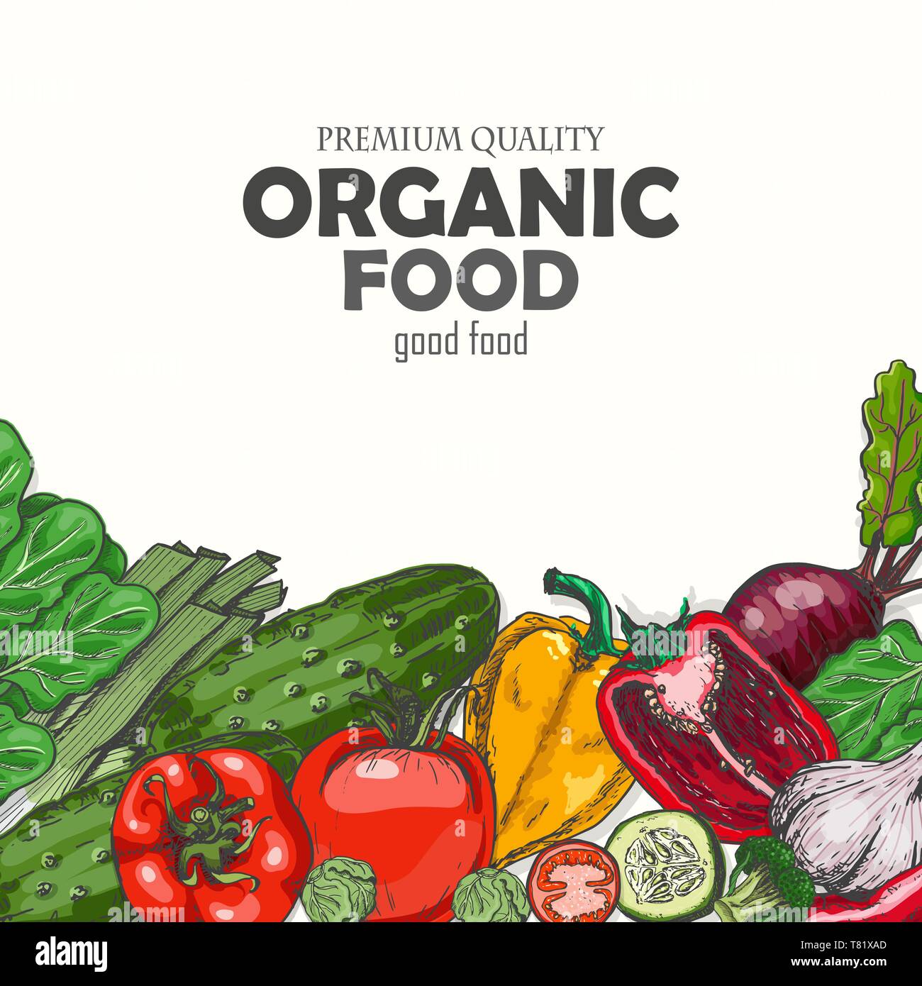 Background with colored vegetables. Vector illustration for your design ...