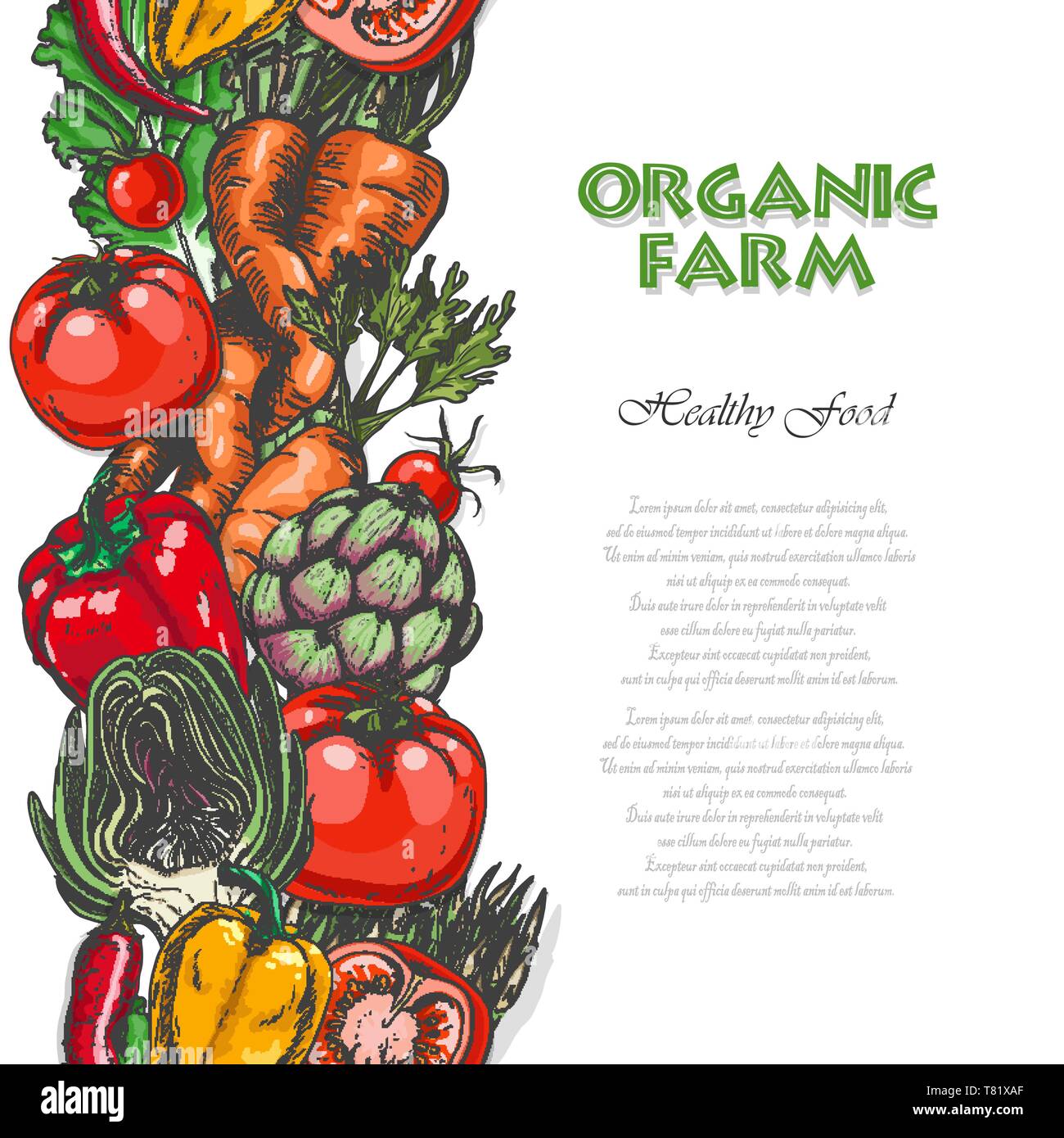Background with colored vegetables. Vector illustration for your design ...