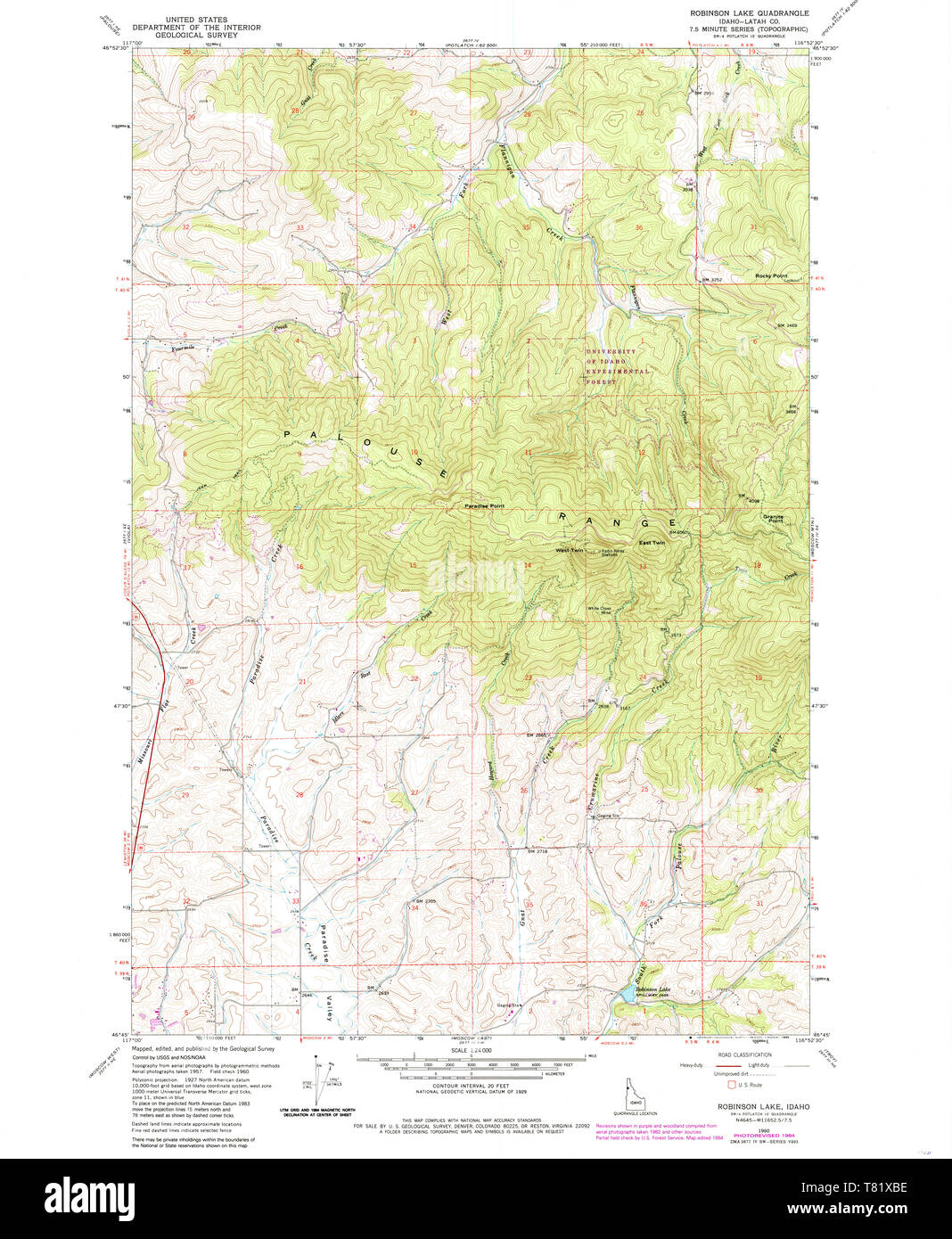 USGS TOPO Map Idaho ID Robinson Lake 237897 1960 24000 Restoration ...
