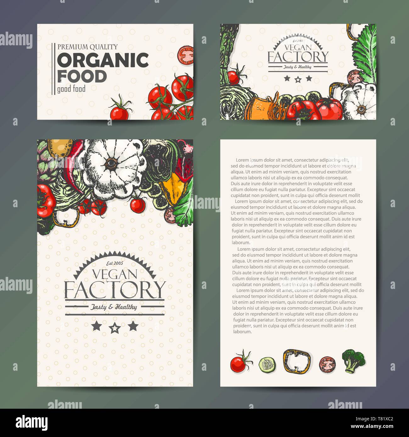 Set of vector cards with fresh and healthy vegetables. Vector ...