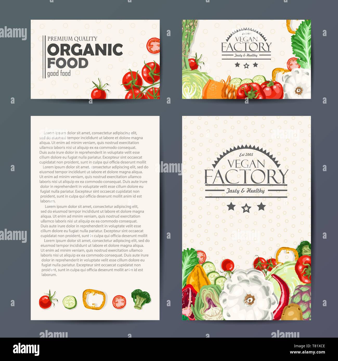 Set of vector cards with fresh and healthy vegetables. Vector ...