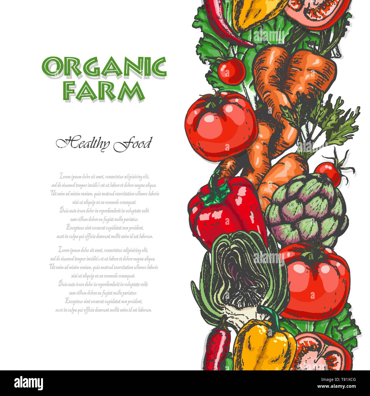 Background with colored vegetables. Vector illustration for your design ...