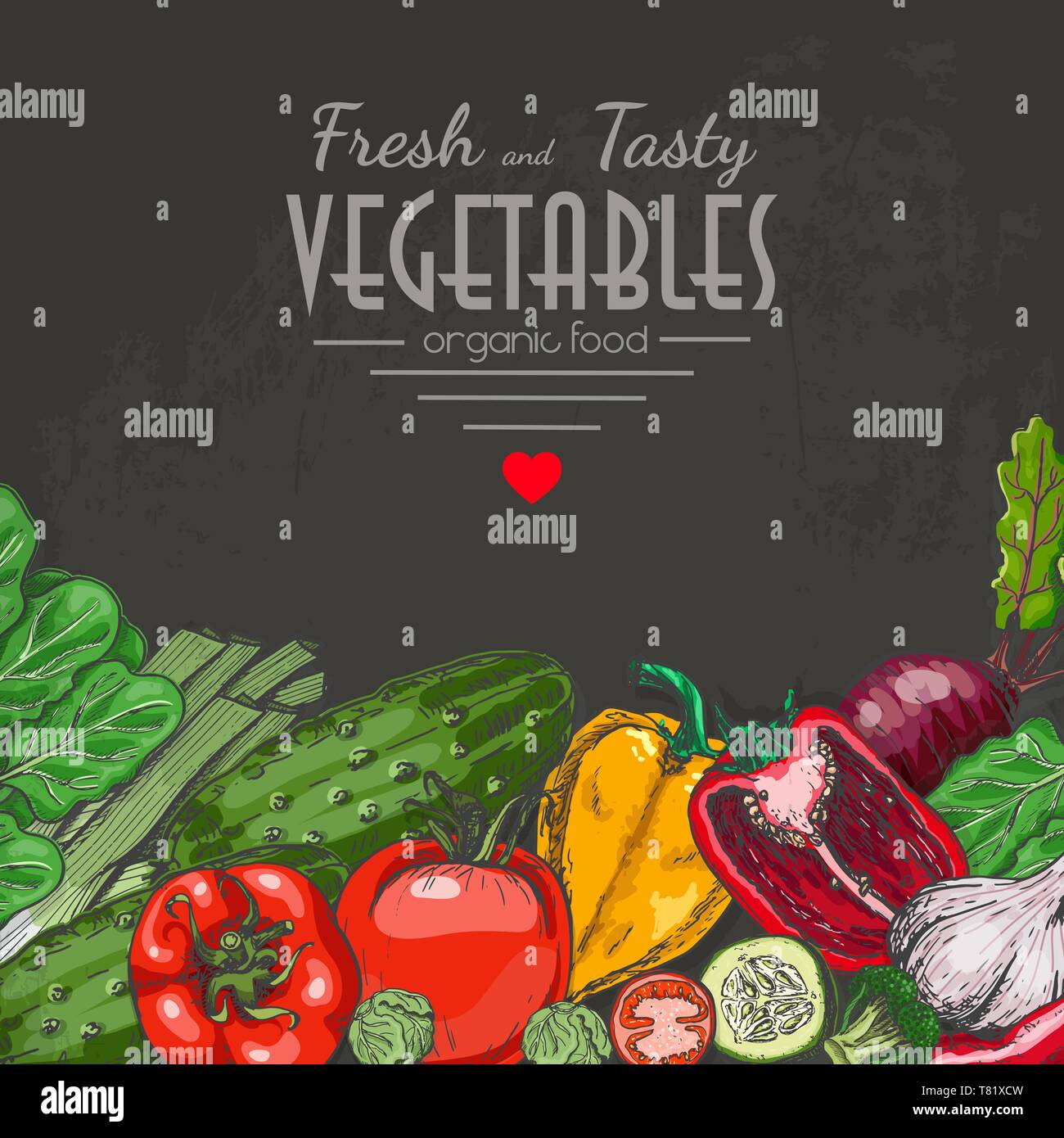 Background with colored vegetables. Vector illustration for your design ...