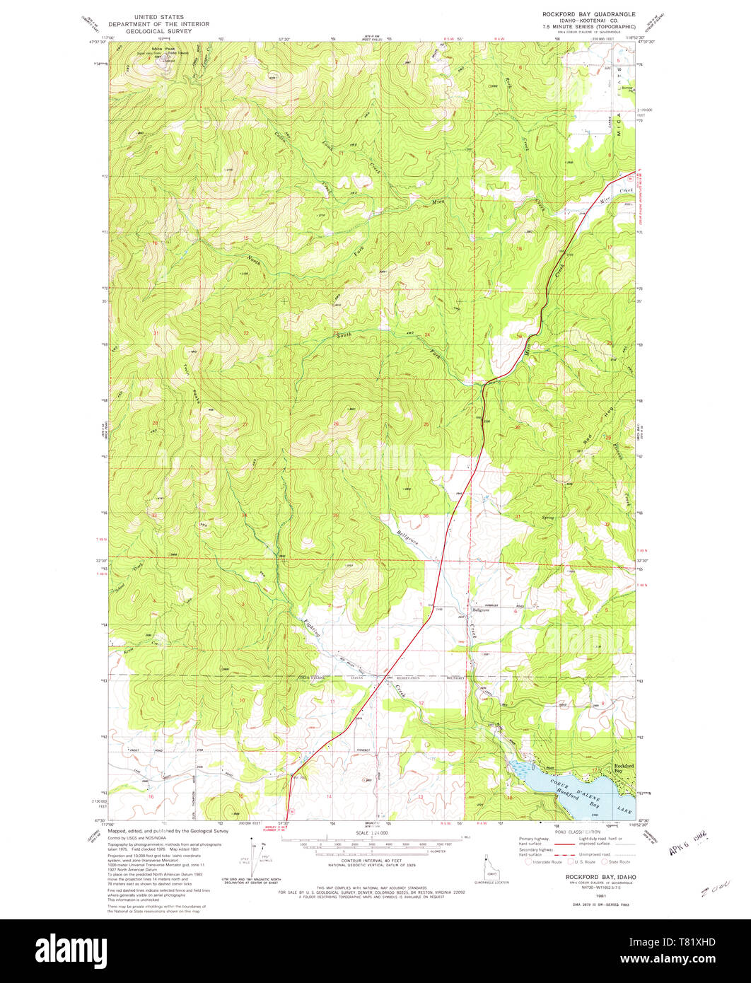 USGS TOPO Map Idaho ID Rockford Bay 237916 1981 24000 Restoration Stock ...