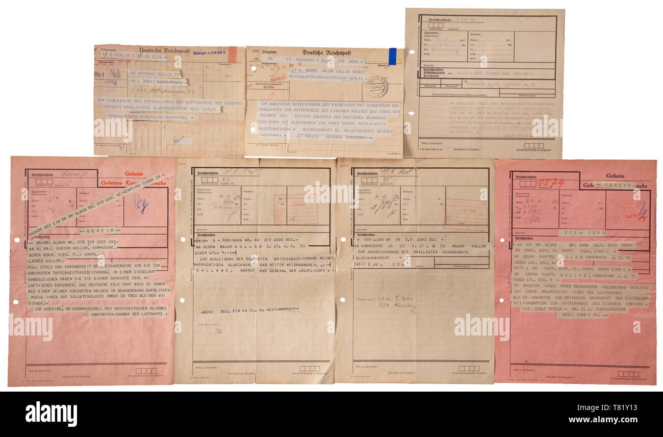 Best wishes and awards telegrams: - Generaloberst Loehr on 41st aerial ...