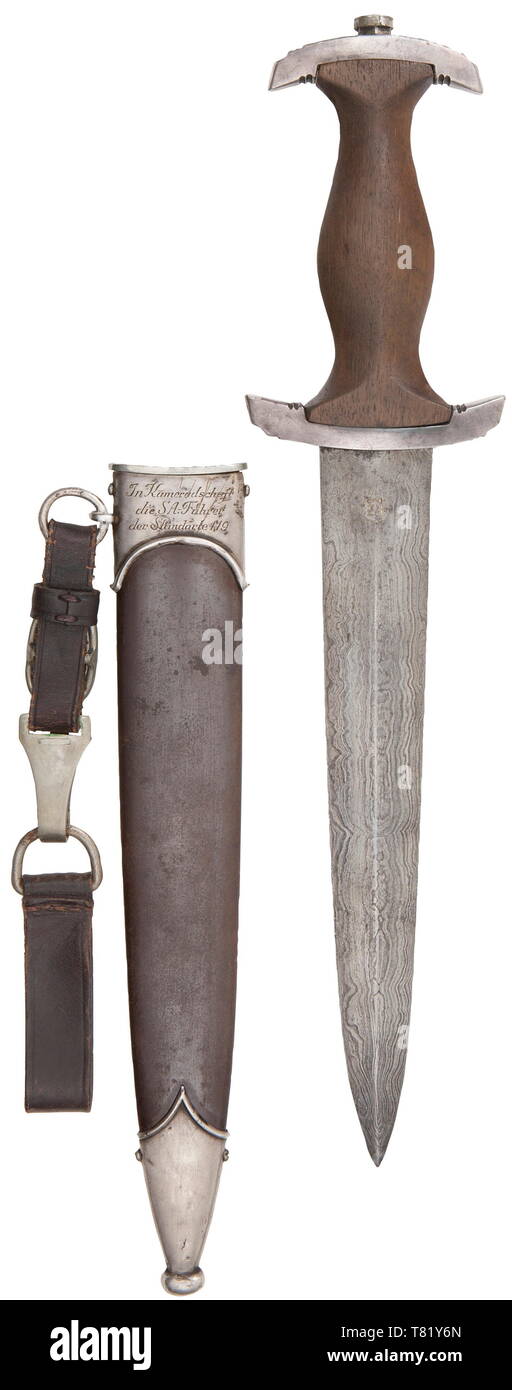 A service dagger M 33 with Damascus blade and presentation upper ...