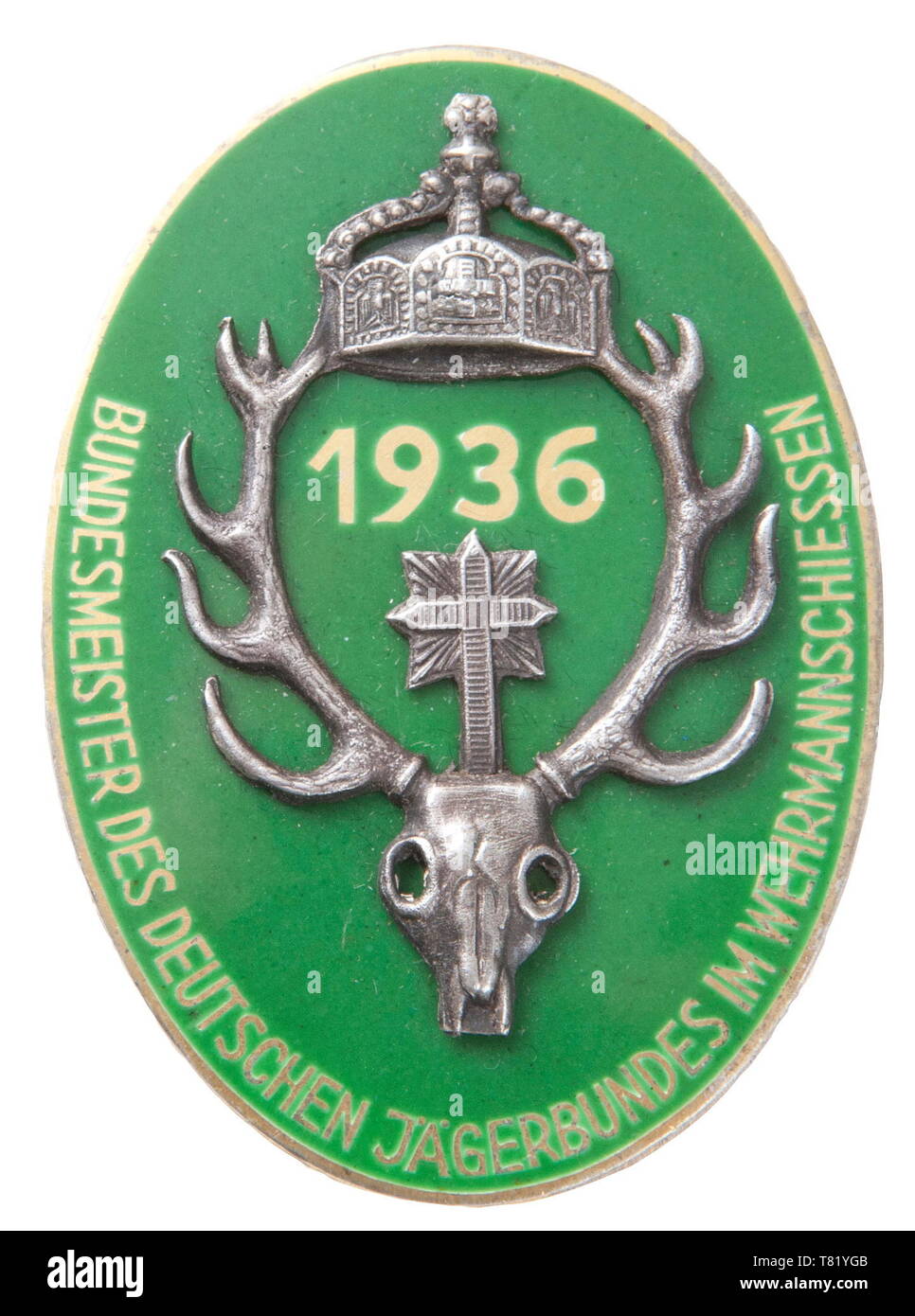1936 Hunting Association Award. Silver and enamel construction, stag ...