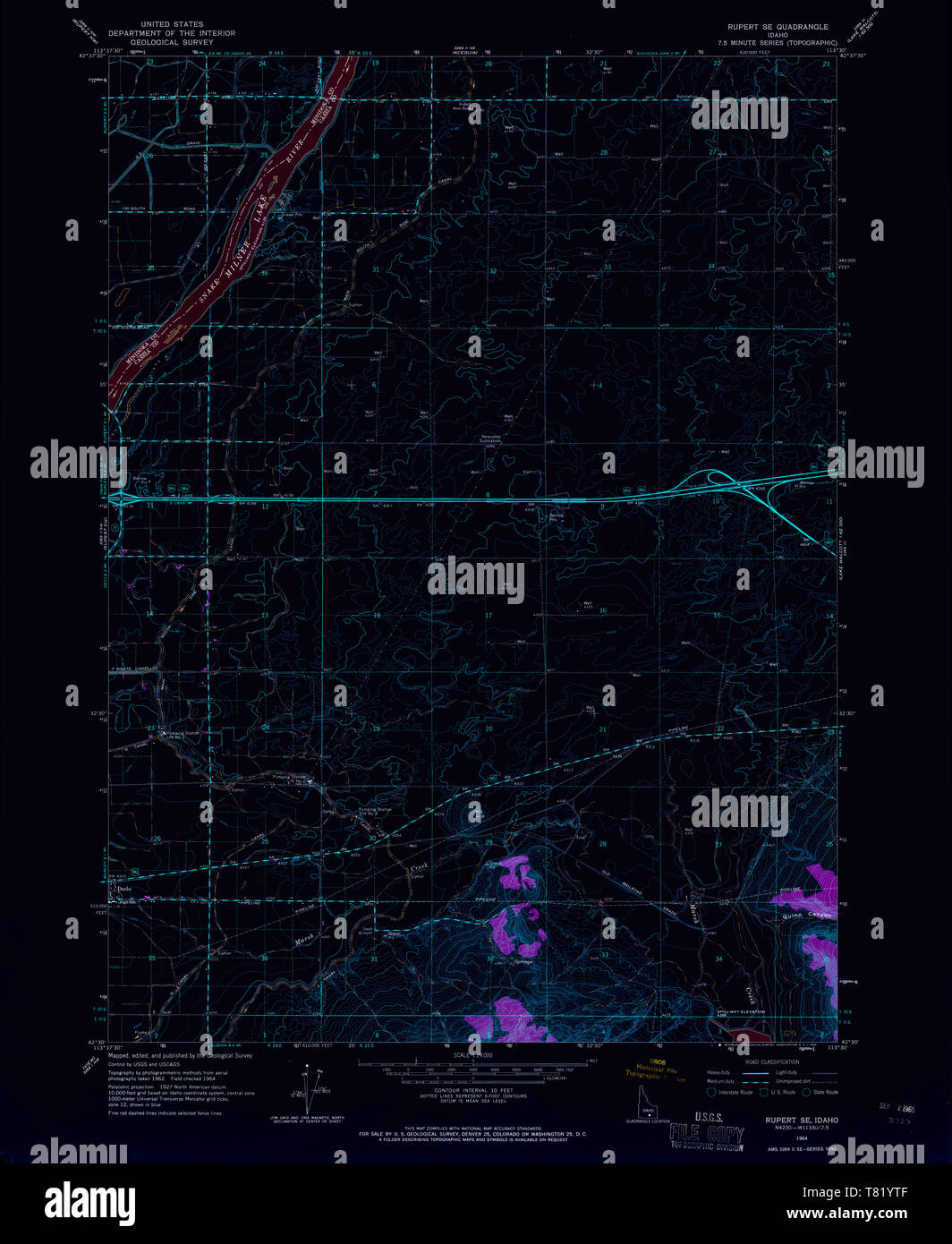 USGS TOPO Map Idaho ID Rupert SE 237975 1964 24000 Inverted Restoration ...