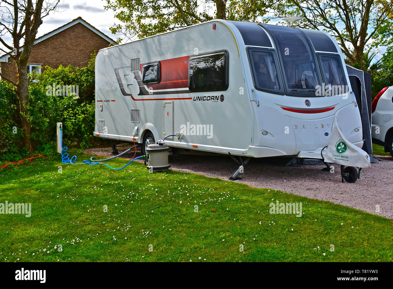 Modern caravan outfit on a fully serviced hardstanding pitch at ...