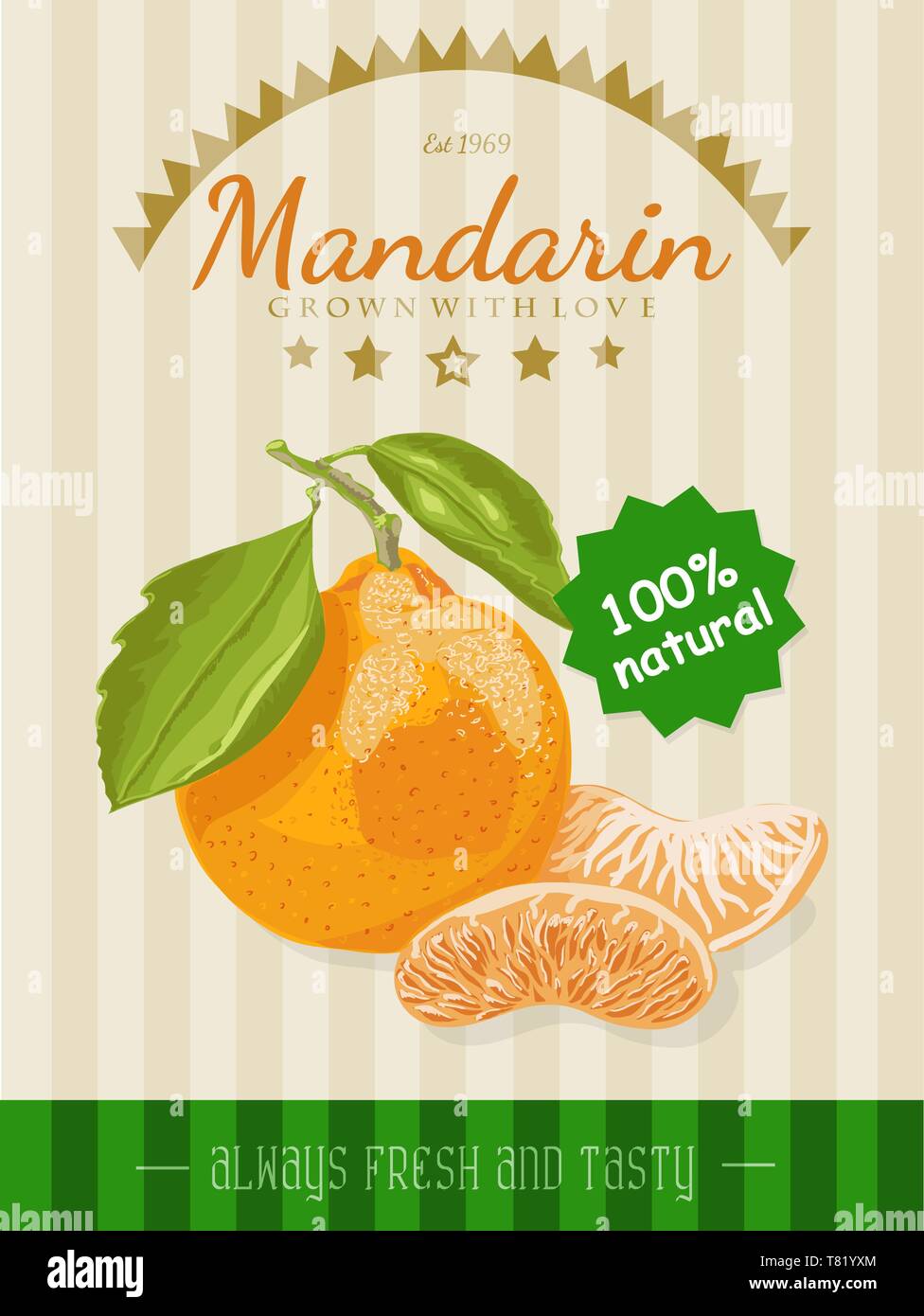Vector poster with a mandarin. Vector illustration for your design ...
