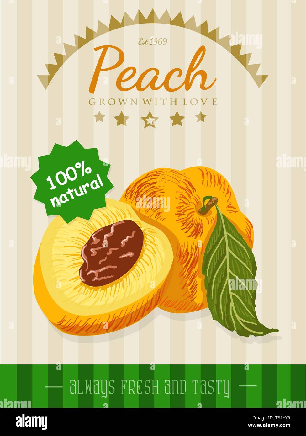 Vector poster with a peach. Vector illustration for your design Stock ...