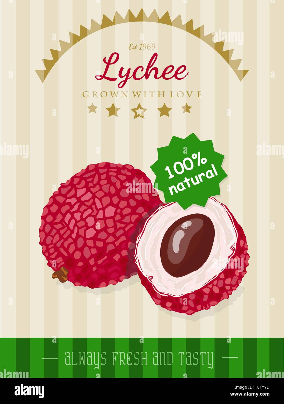 Vector poster with a lychee. Vector illustration for your design Stock ...