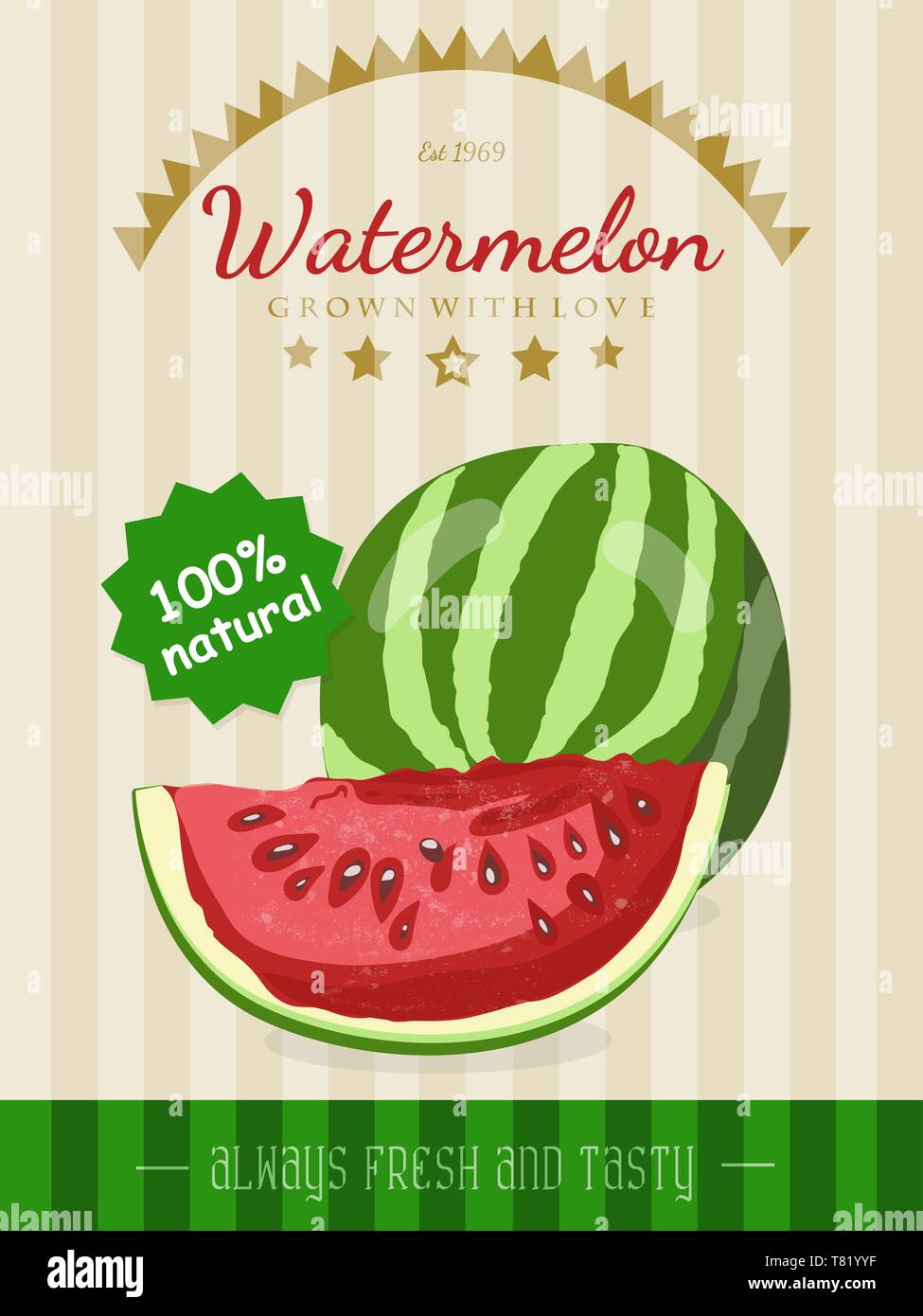 Vector poster with a watermelon. Vector illustration for your design ...