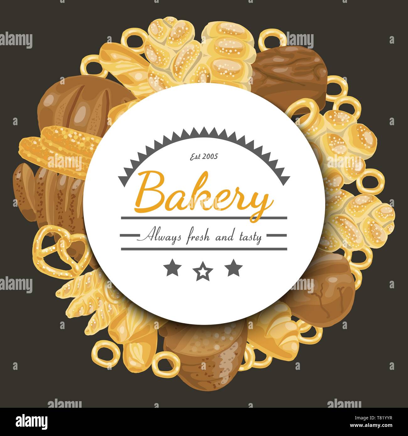 Vector background with various bakery products. Vector illustration for ...