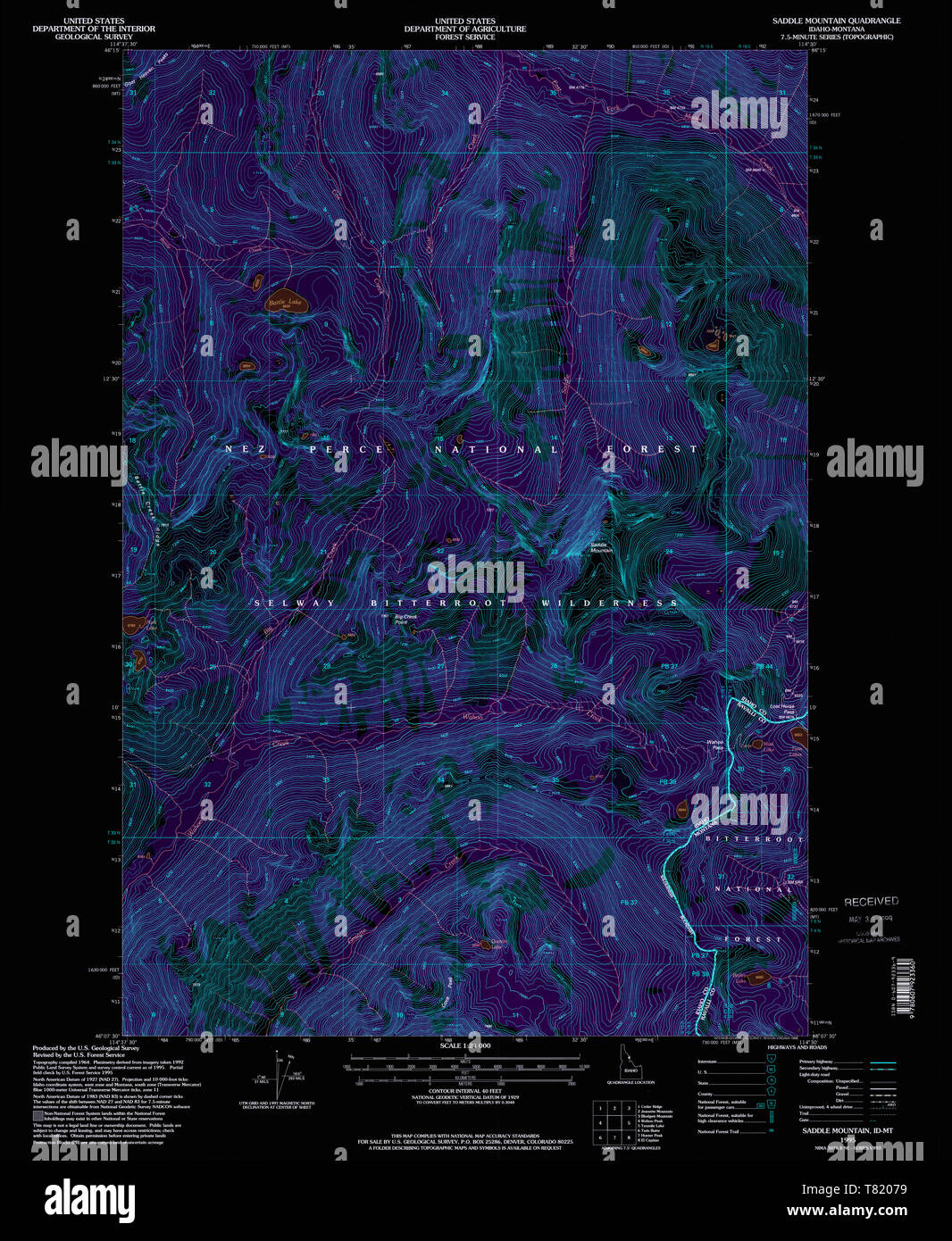 USGS TOPO Map Idaho ID Saddle Mountain 237993 1995 24000 Inverted ...