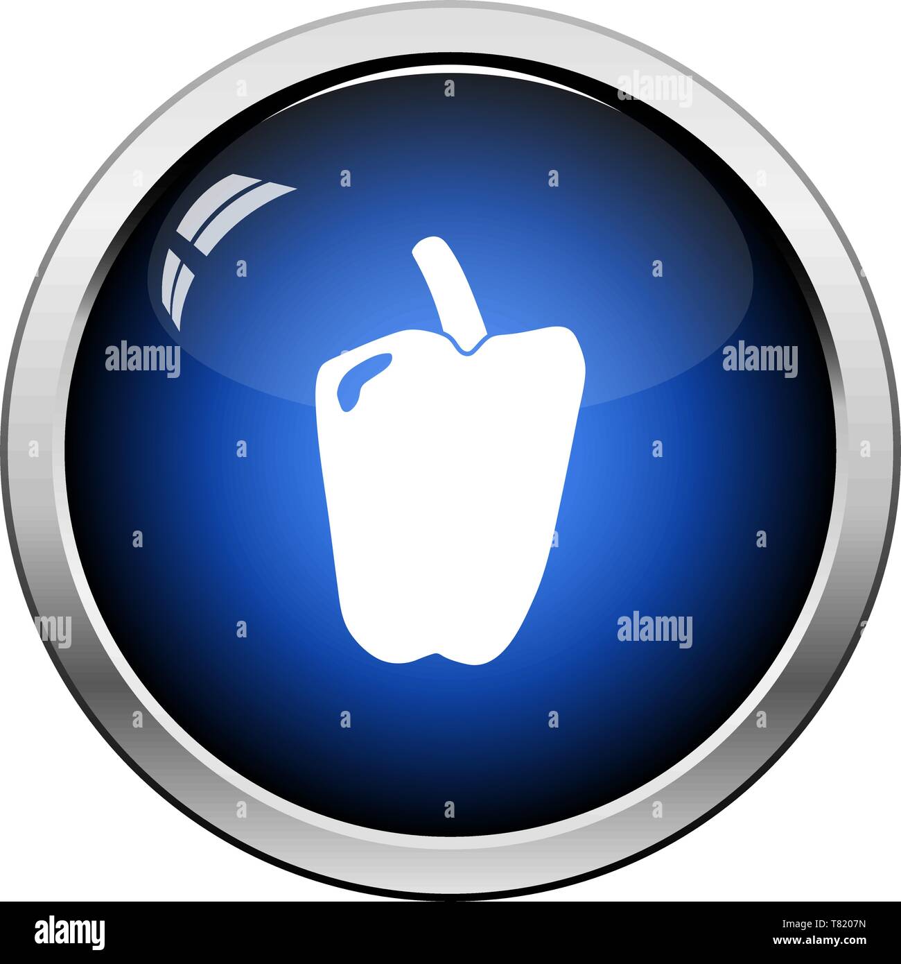 Pepper Icon. Glossy Button Design. Vector Illustration Stock Vector ...