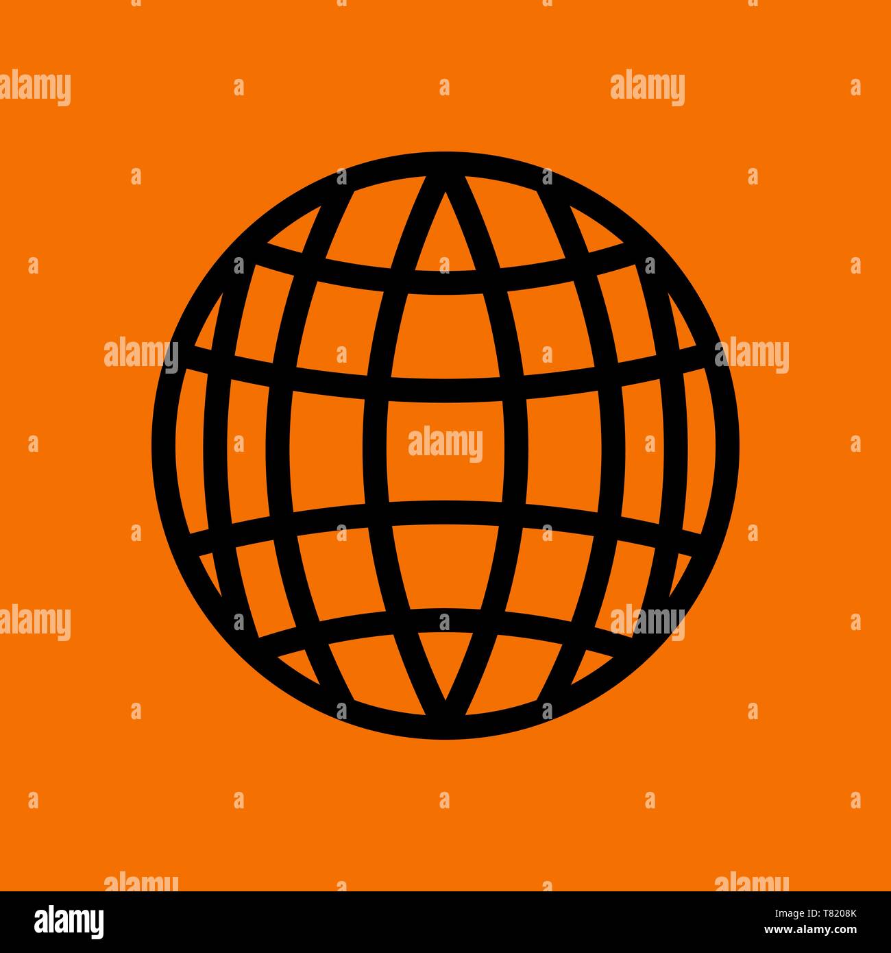 Globe Icon. Black on Orange Background. Vector Illustration Stock ...