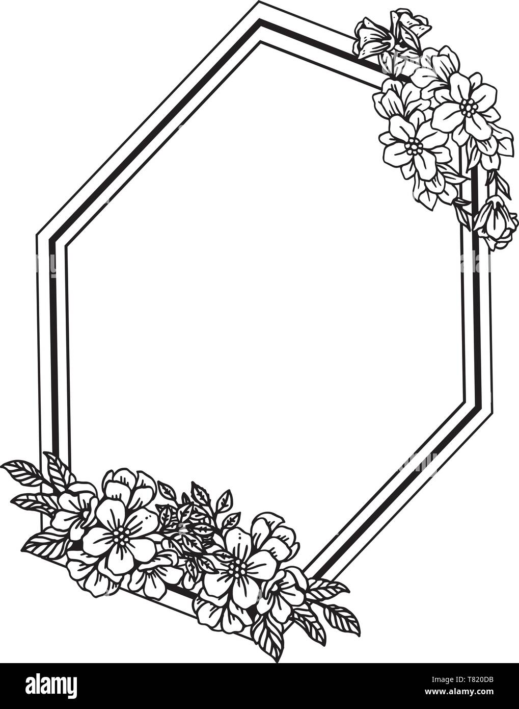 Vector illustration ornate flower frame with greeting card of hand ...