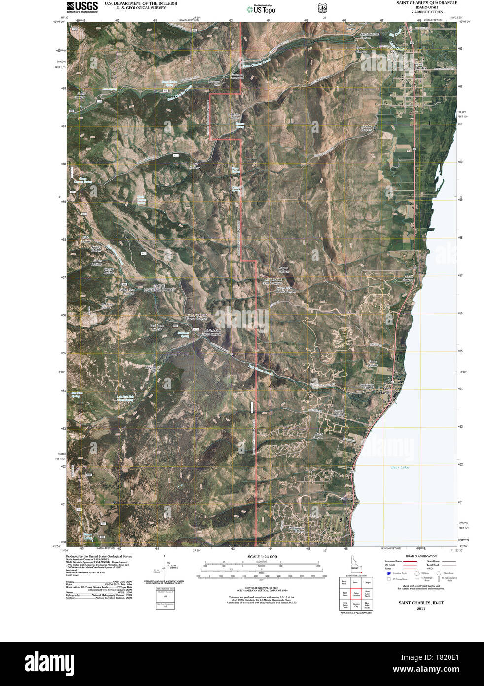 USGS TOPO Map Idaho ID Saint Charles 20110407 TM Restoration Stock ...