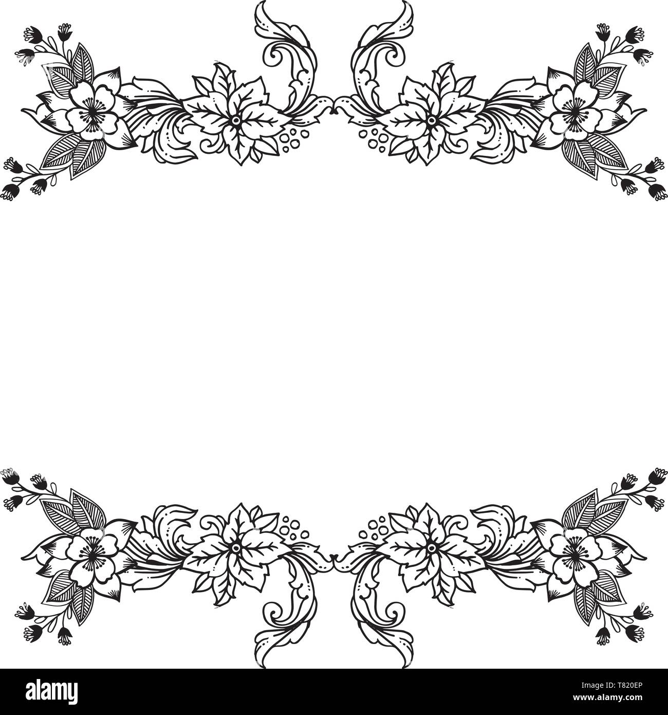 Vector illustration drawing flower frame for invitation card hand drawn ...