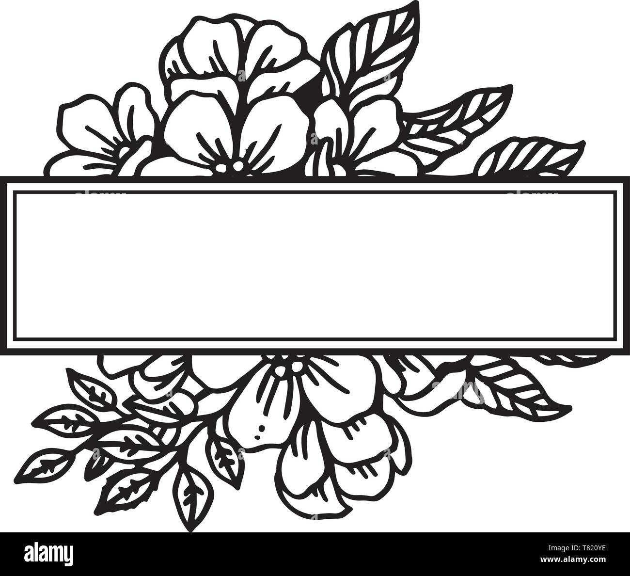 Vector illustration drawing flower frame for walpaper design of hand ...