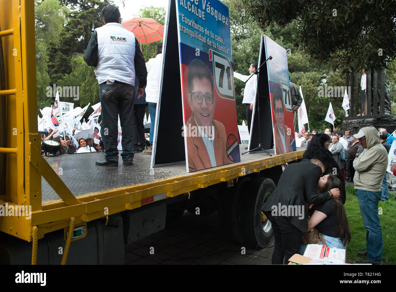 An election rally in Quito Ecuador,fireworks,dancers,and speeches,flags ...