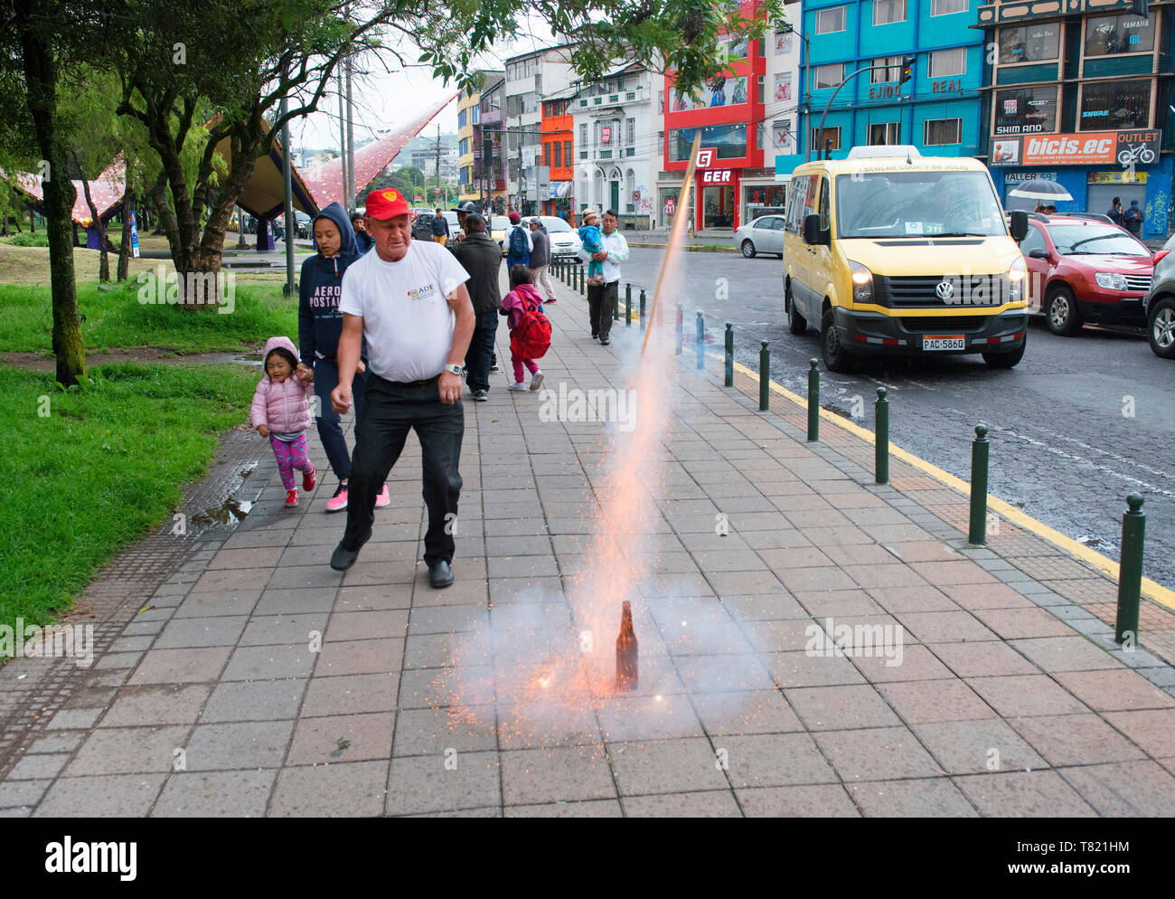 An election rally in Quito Ecuador,fireworks,dancers,and speeches,flags ...