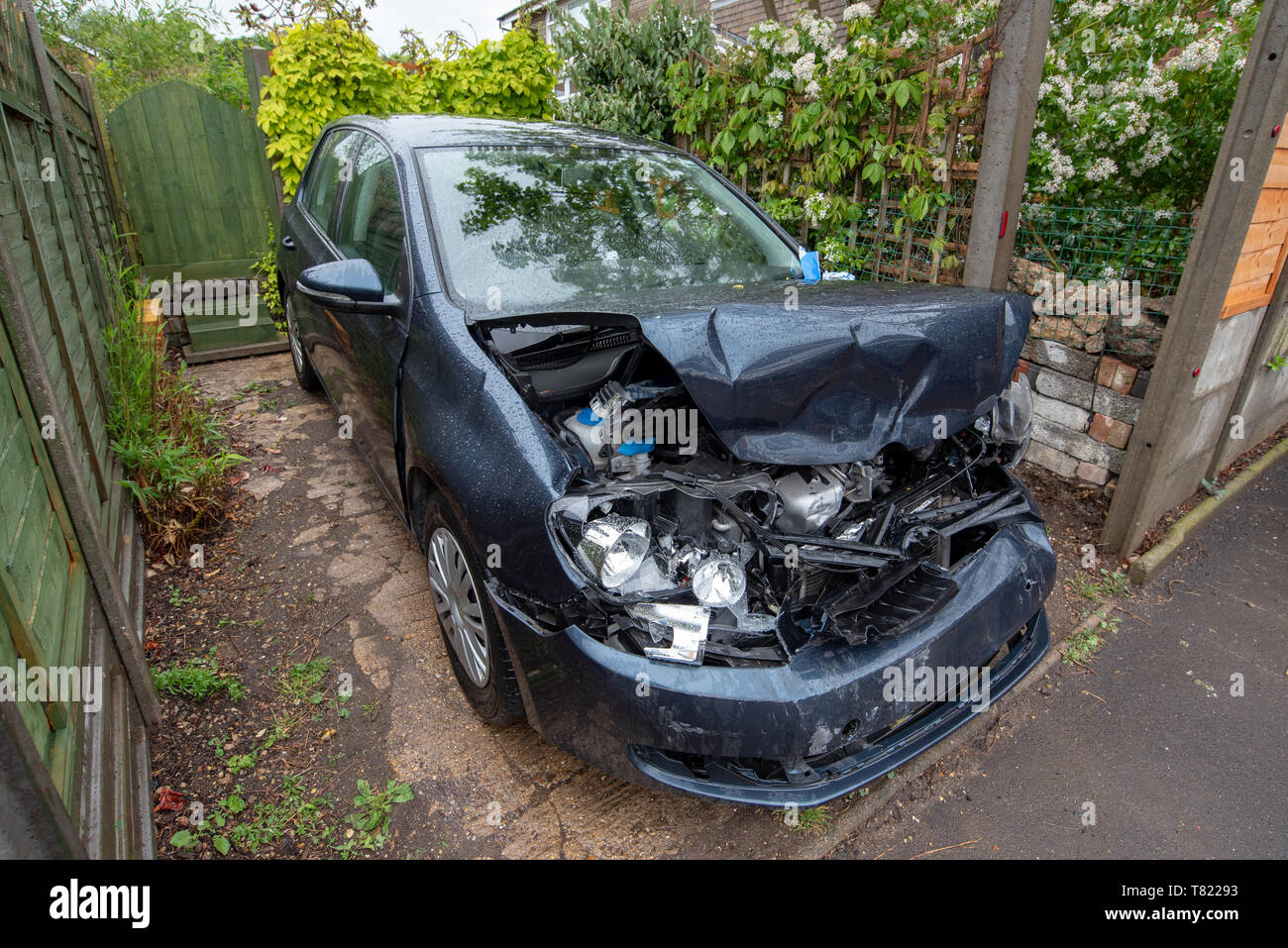 Volkswagen Golf. Car crash damage and details. Head on vehicle accident ...