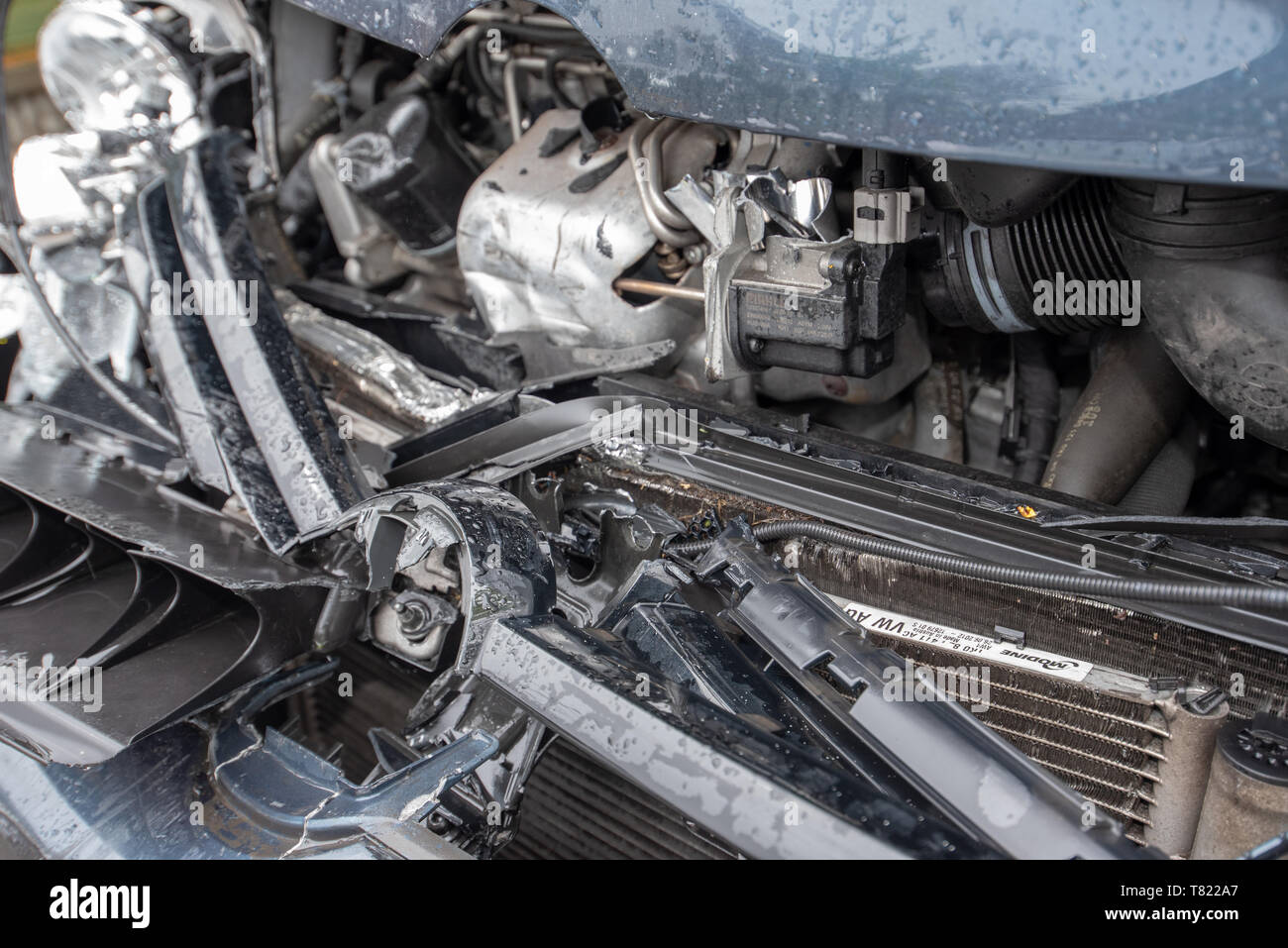 Volkswagen Golf. Car crash damage and details. Head on vehicle accident ...