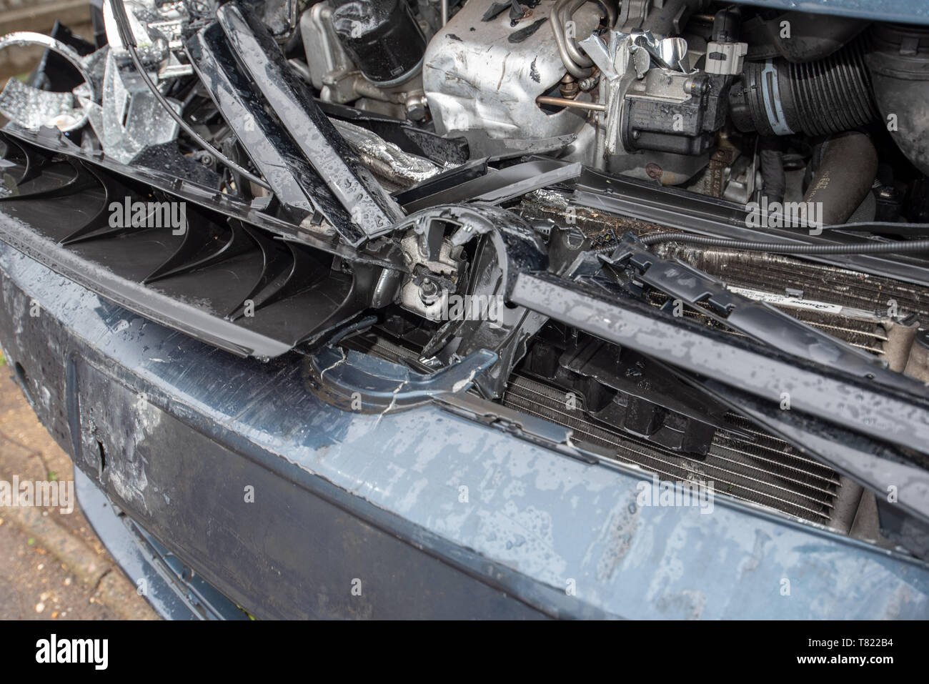 Volkswagen Golf. Car crash damage and details. Head on vehicle accident ...