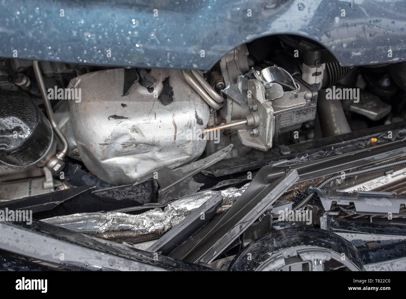 Volkswagen Golf. Car crash damage and details. Head on vehicle accident ...