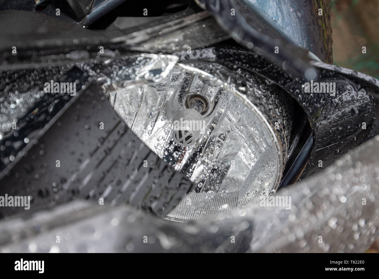 Volkswagen Golf. Car crash damage and details. Head on vehicle accident ...