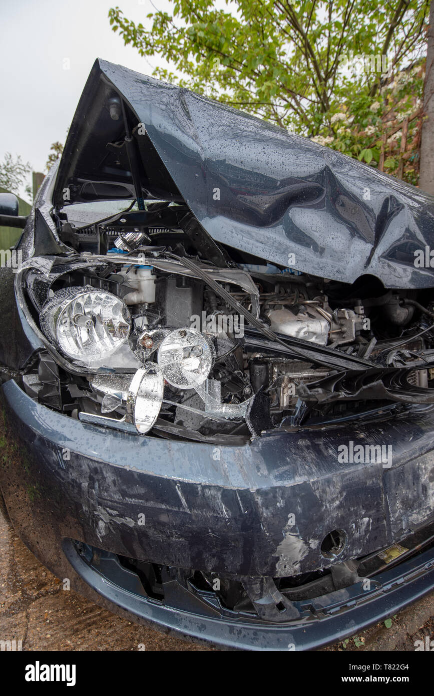 Volkswagen Golf. Car crash damage and details. Head on vehicle accident ...