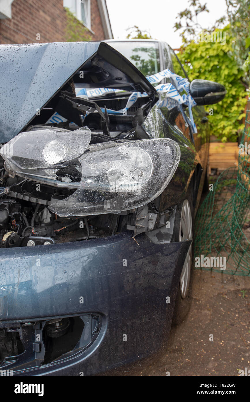 Volkswagen Golf. Car crash damage and details. Head on vehicle accident ...