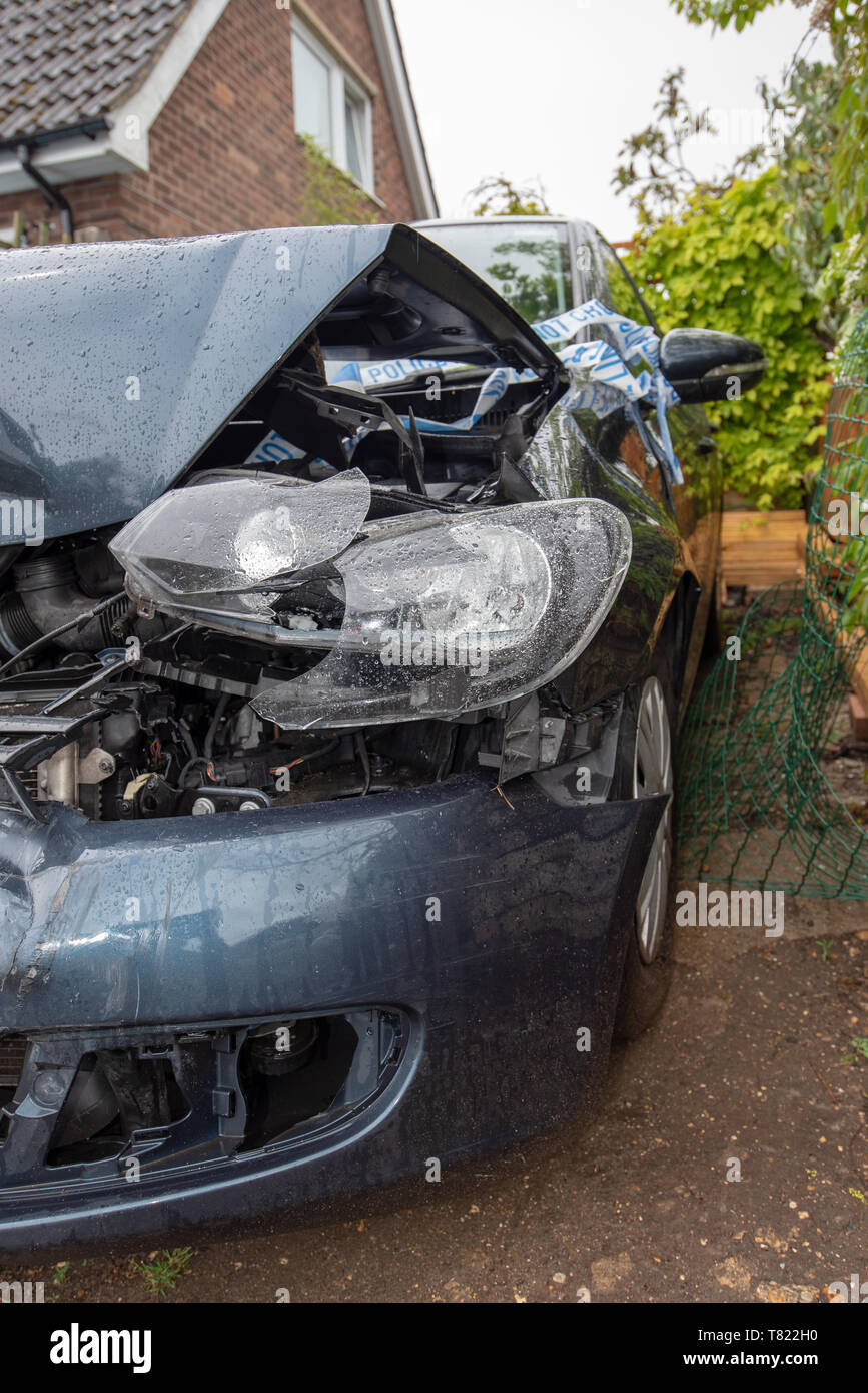 Volkswagen Golf. Car crash damage and details. Head on vehicle accident ...