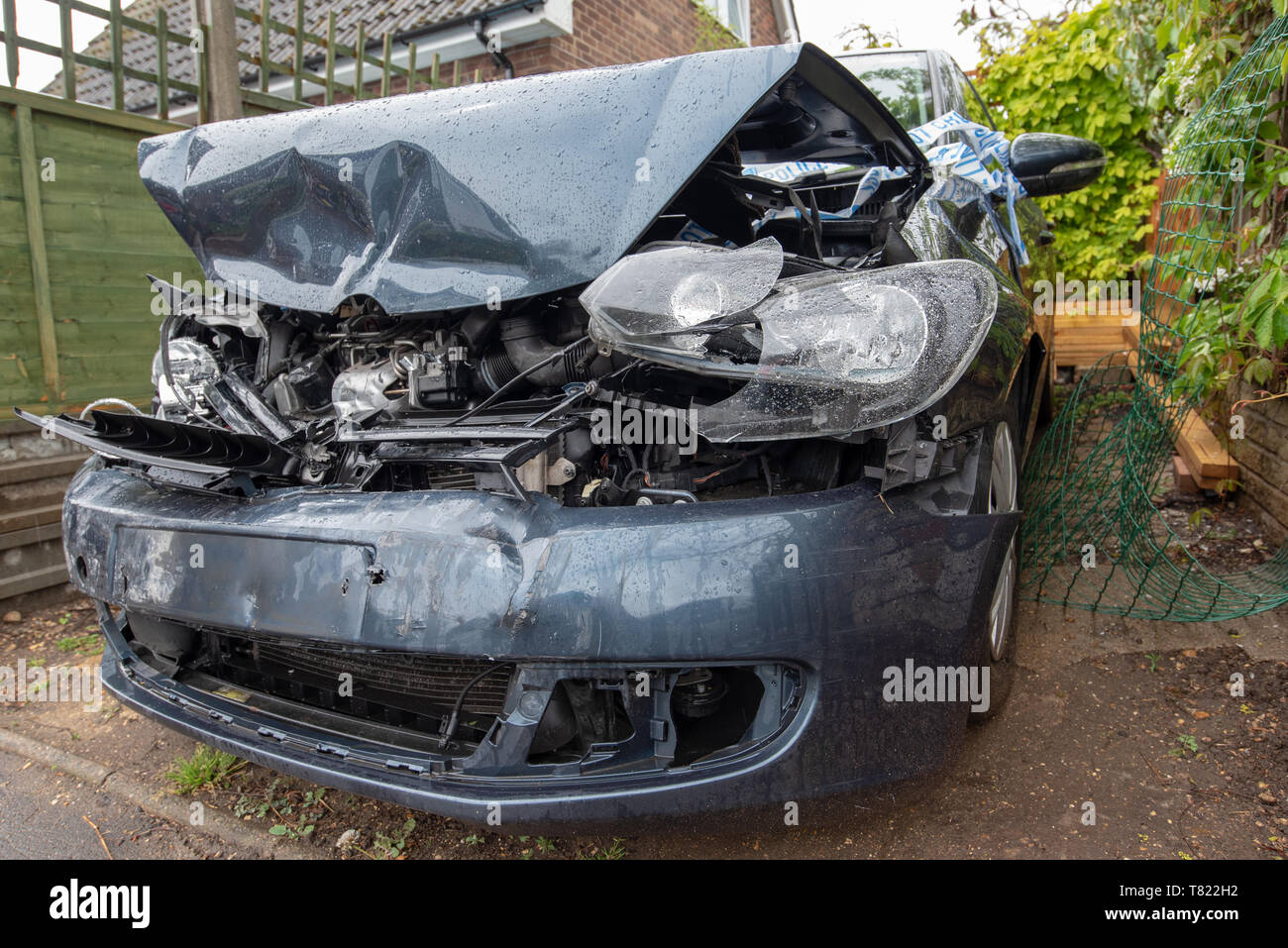 Volkswagen Golf. Car crash damage and details. Head on vehicle accident ...