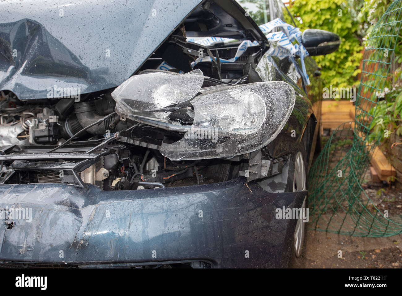 Volkswagen Golf. Car crash damage and details. Head on vehicle accident ...
