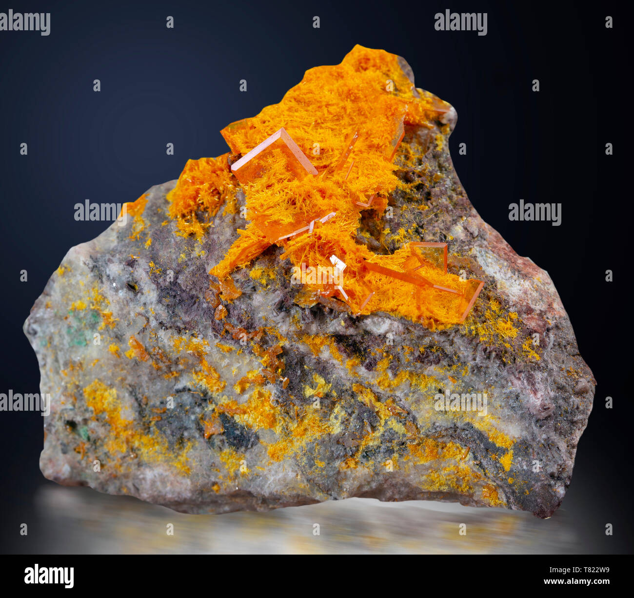wulfenite mineral rock gem stone quartz geology specimen Stock Photo ...