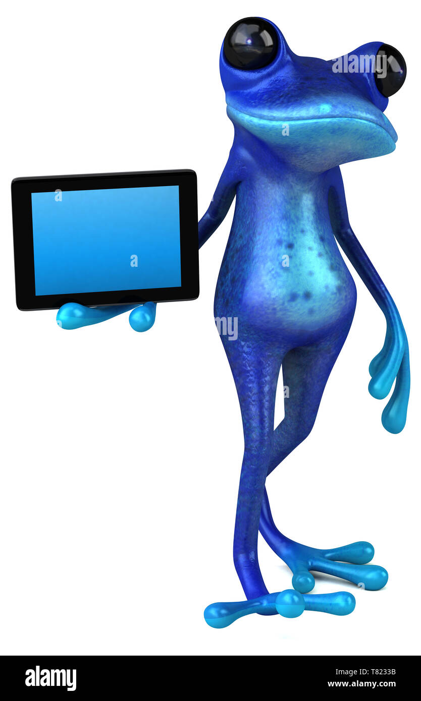 Fun blue frog - 3D Illustration Stock Photo - Alamy