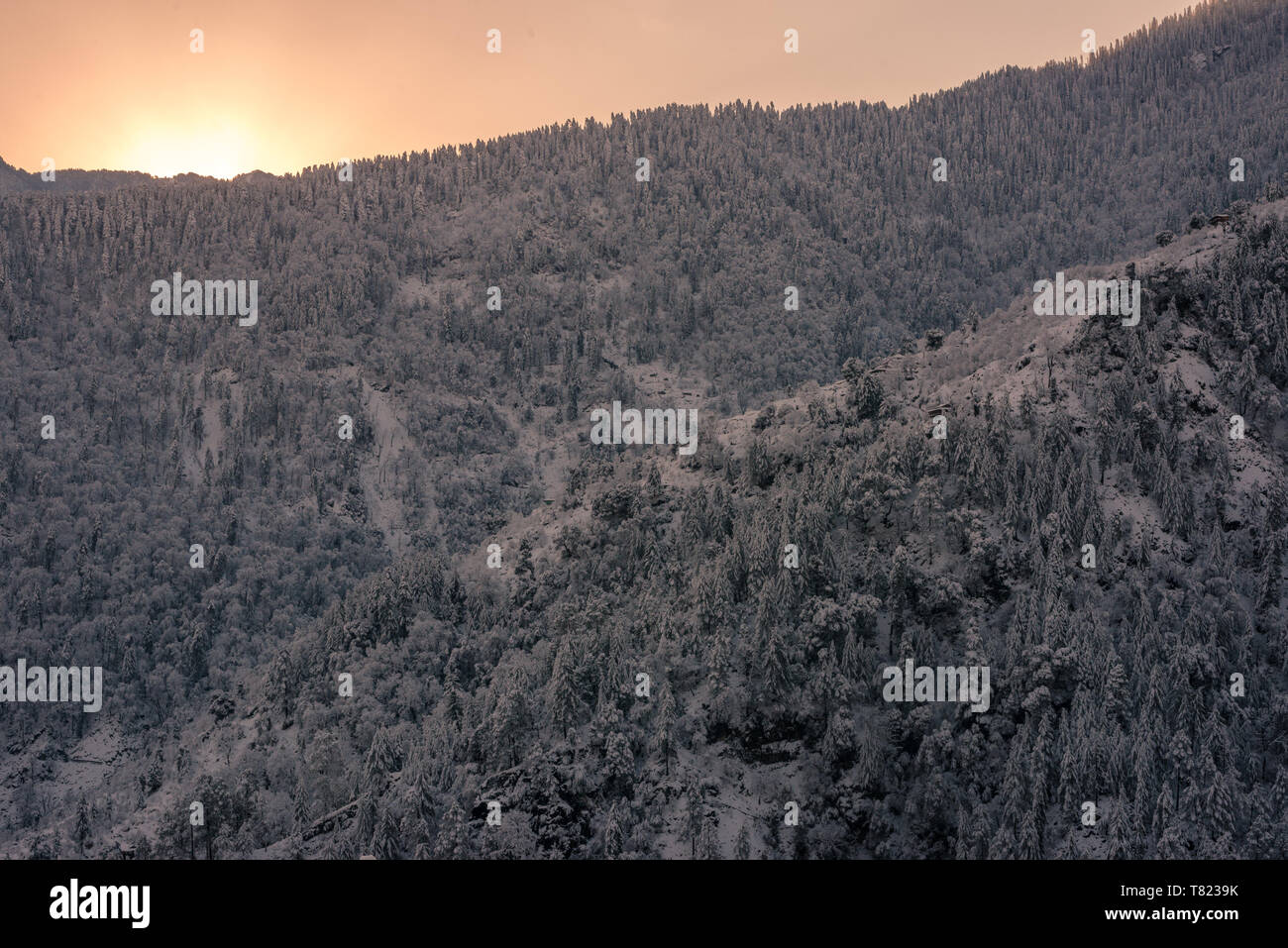 Majestic winter landscape in himalayas - Himachal, India Stock Photo ...