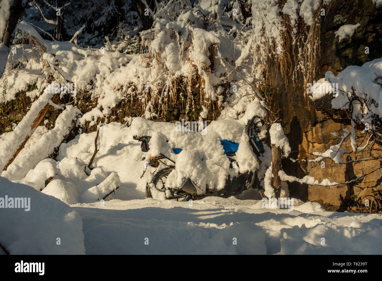 Majestic winter landscape in himalayas - Himachal, India Stock Photo ...