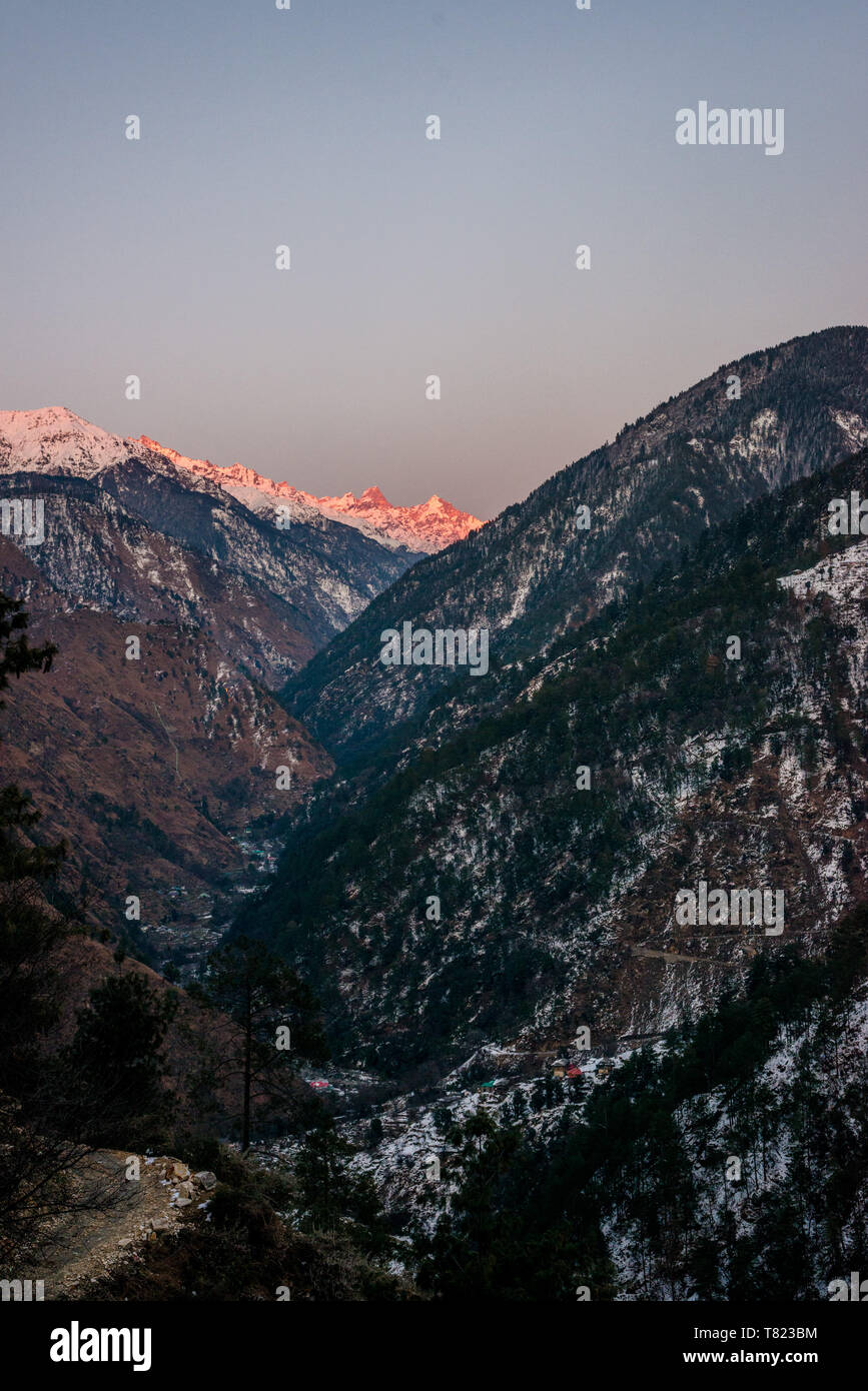 Majestic winter landscape in himalayas - Himachal, India Stock Photo ...