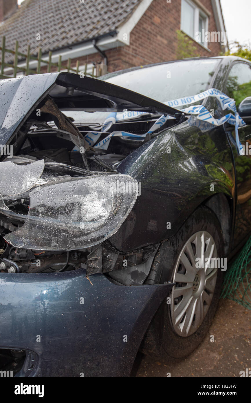 Volkswagen Golf. Car crash damage and details. Head on vehicle accident ...