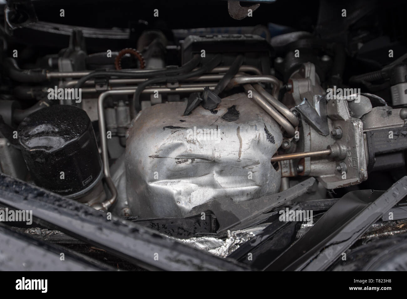 Volkswagen Golf. Car crash damage and details. Head on vehicle accident ...