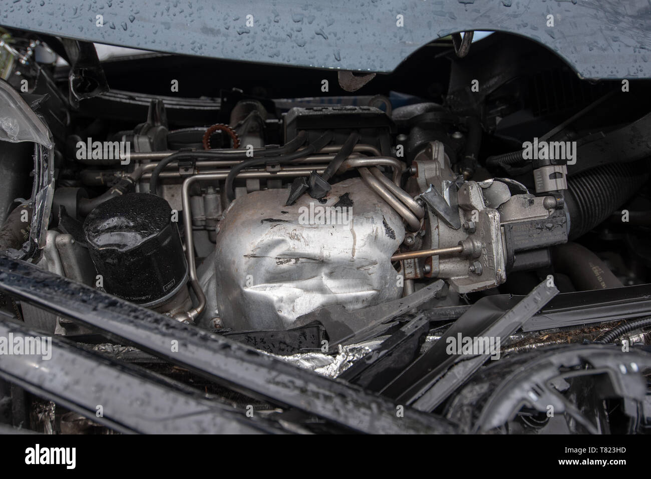 Volkswagen Golf. Car crash damage and details. Head on vehicle accident ...