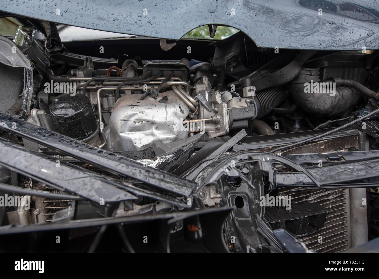 Volkswagen Golf. Car crash damage and details. Head on vehicle accident ...