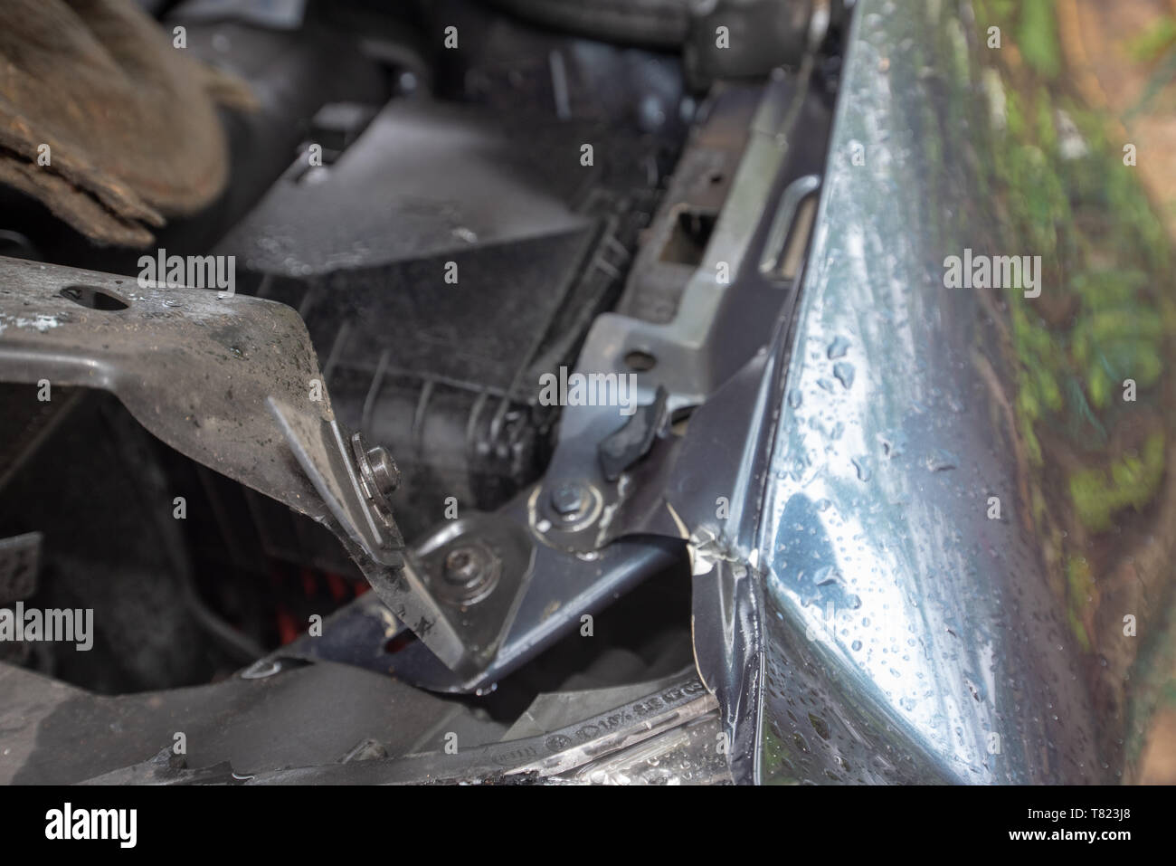 Volkswagen Golf. Car crash damage and details. Head on vehicle accident ...