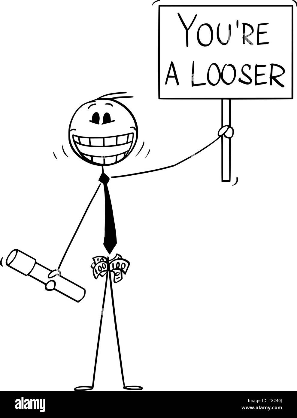 Vector cartoon of crazy smiling man with university education diploma ...