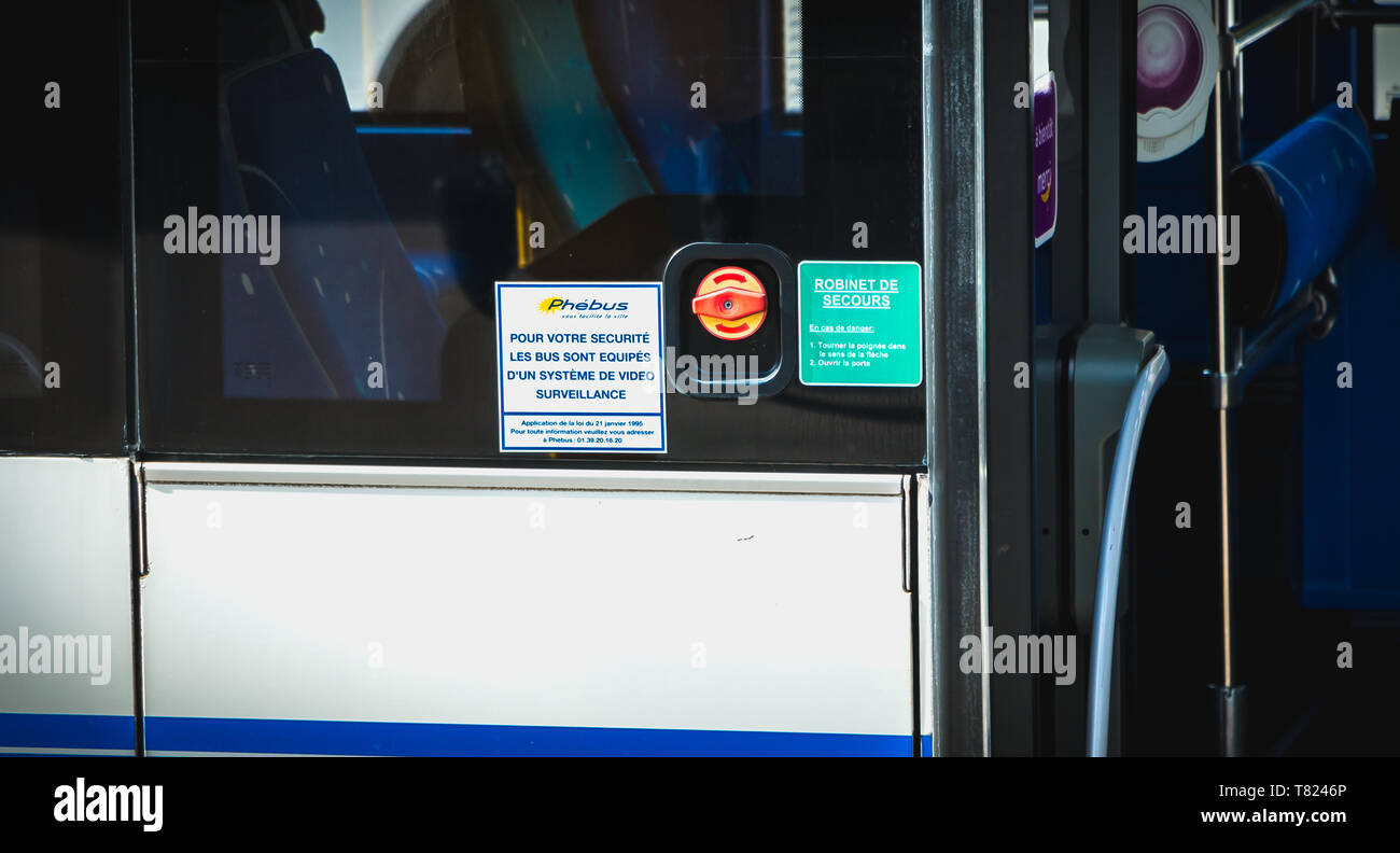 Versailles, France - October 9th, 2017: Sign in French on a bus - For ...